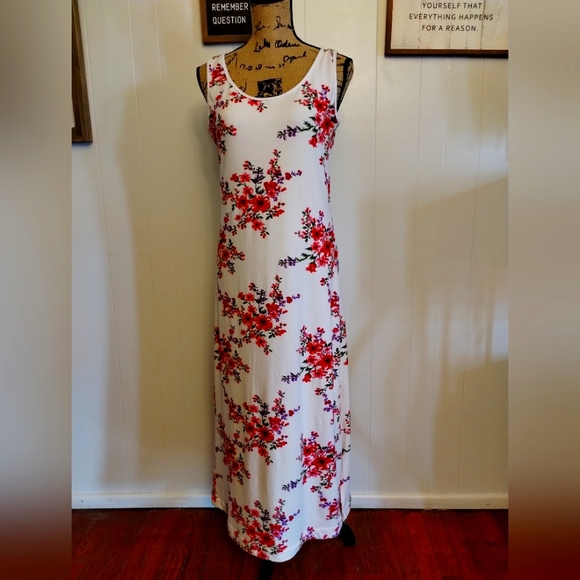 365 | Dresses | Womens White Spring Floral Maxi Dress In Size Large ...